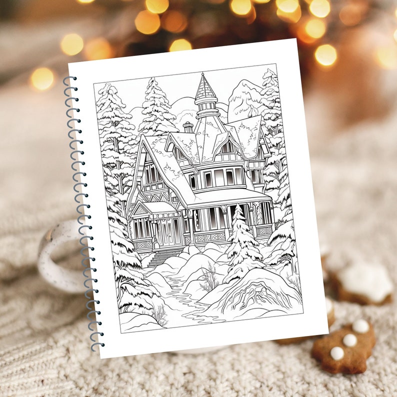 100 Winter Coloring Pages, Adult Coloring Book Printable PDF, Instant ...