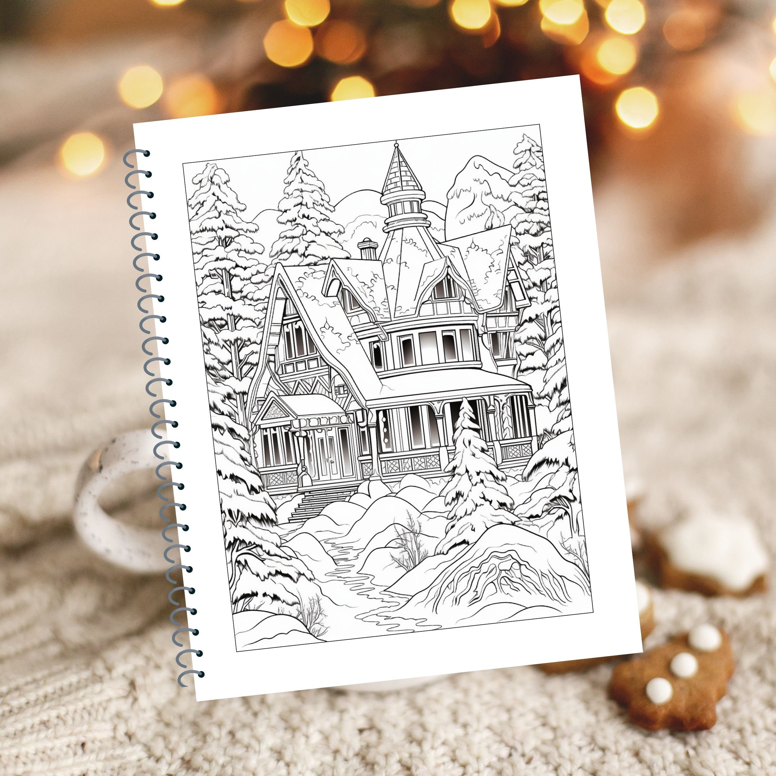 100 Winter Coloring Pages, Adult Coloring Book Printable PDF, Instant ...