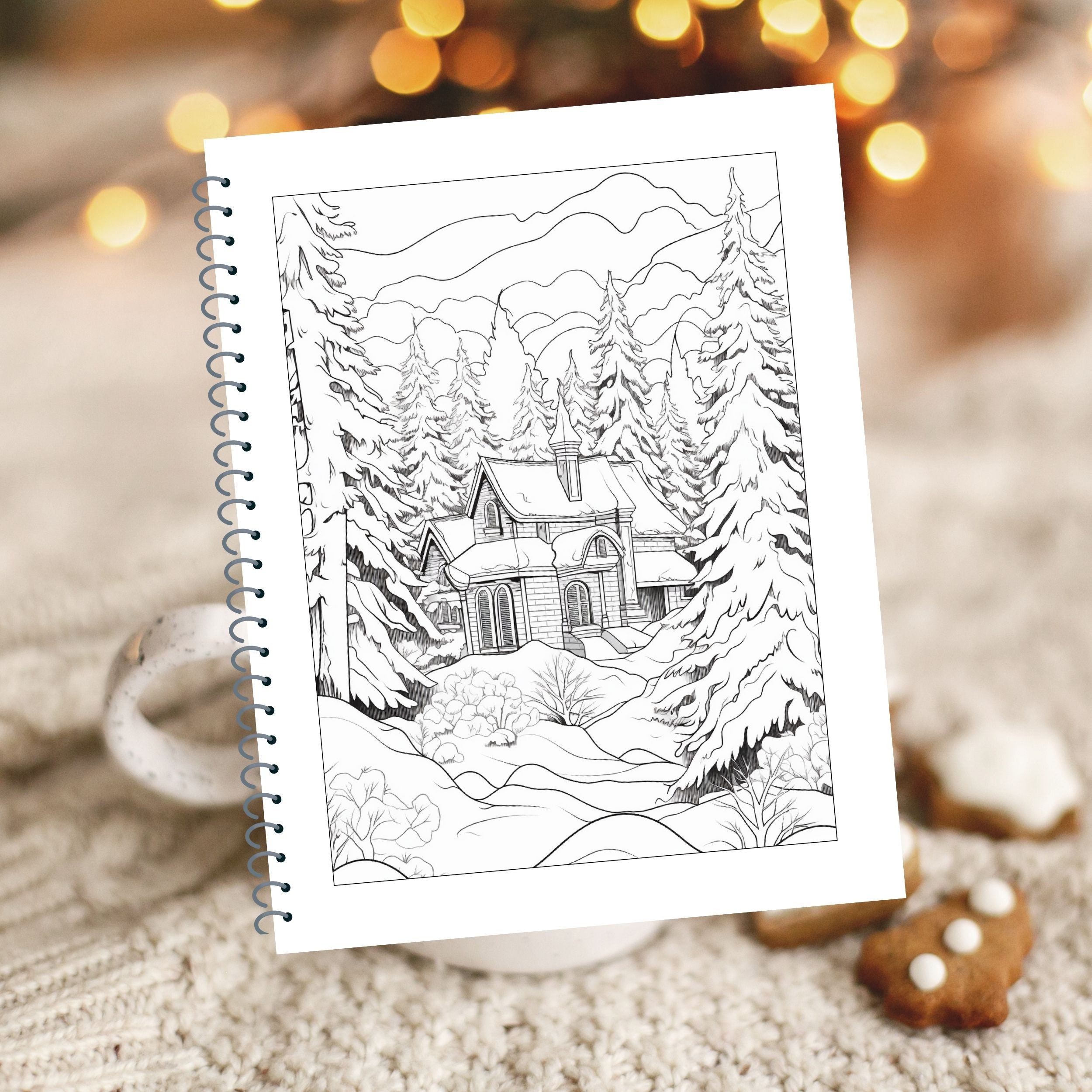 100 Winter Coloring Pages, Adult Coloring Book Printable PDF, Instant ...