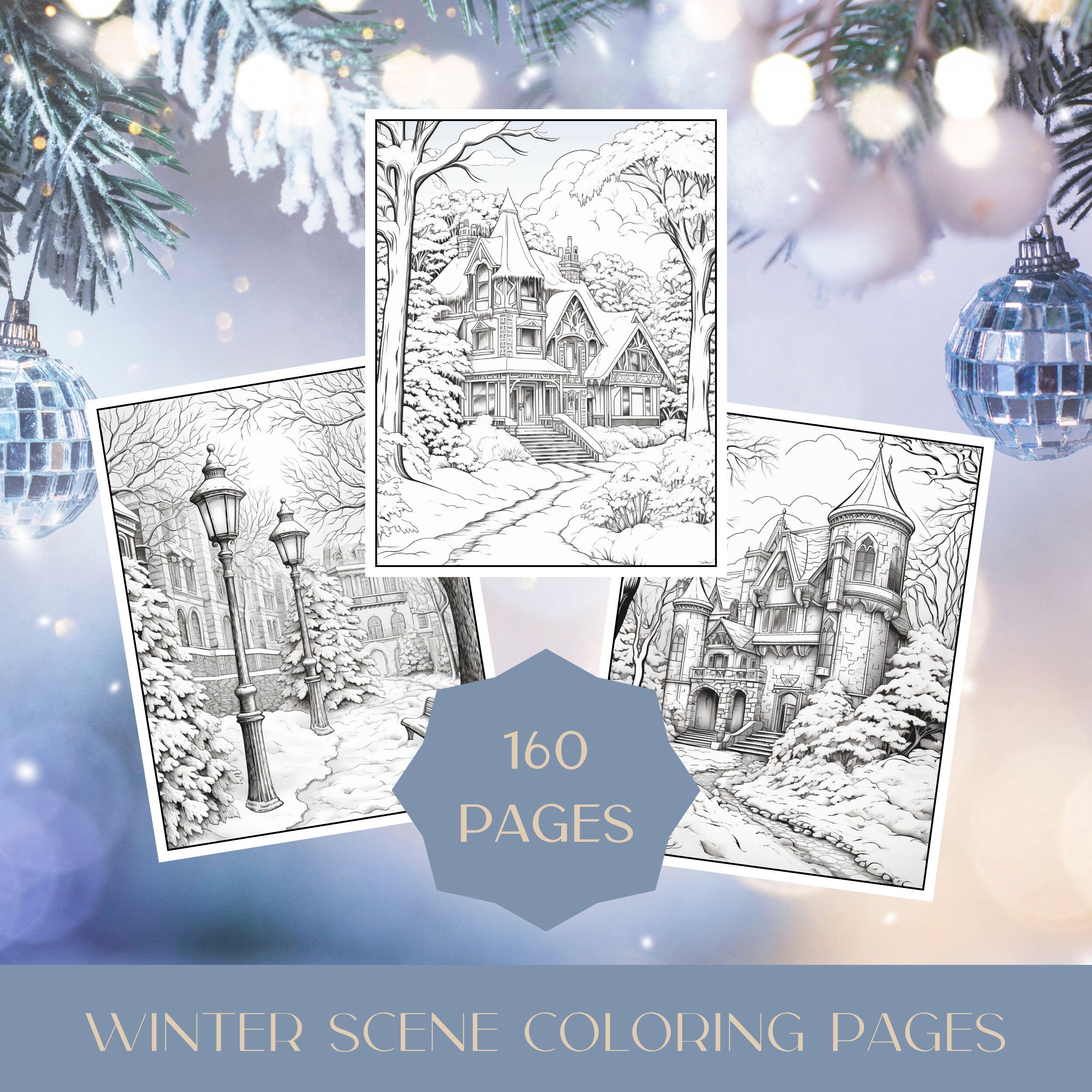 160 Winter Coloring Pages PDF, Christmas Coloring Book, Instant ...