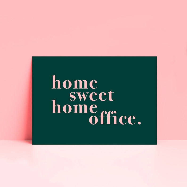 Home Sweet Home Office Typography Print, DIGITAL DOWNLOAD, Colourful ...