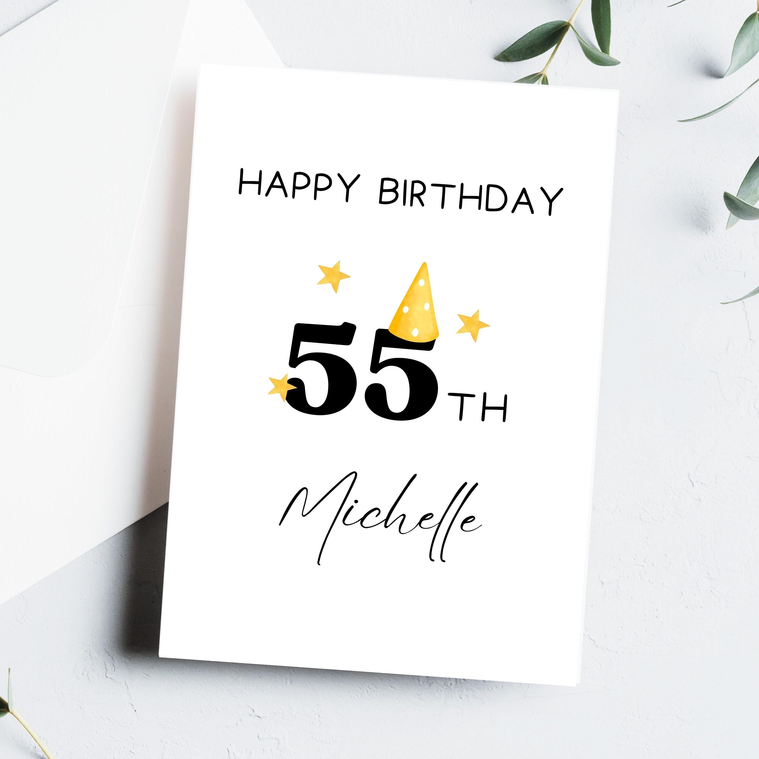 55th Birthday Card Party Hat and Stars 55 Birthday Card, 55th Card for ...