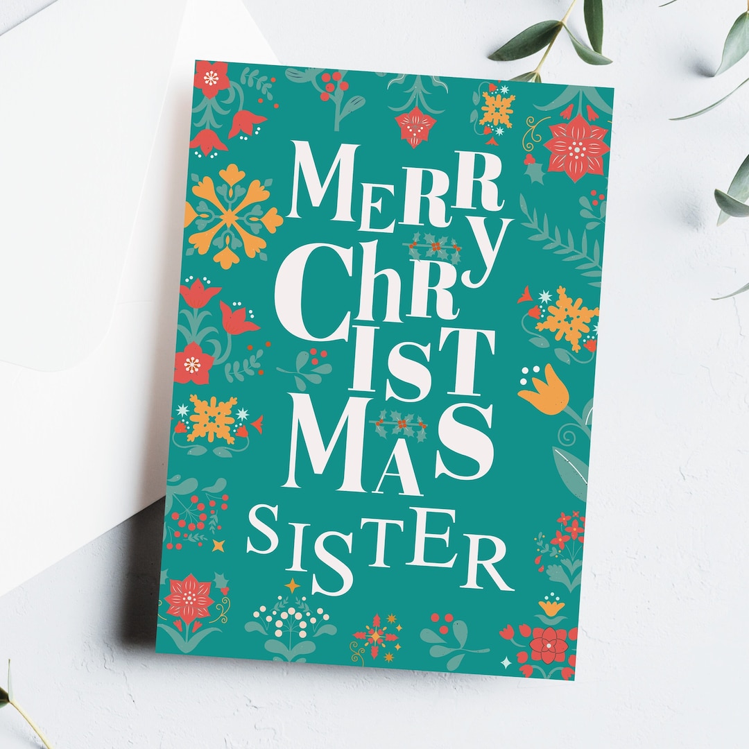 Christmas Card for Sister Bright Patterned Christmas Card for Sister ...