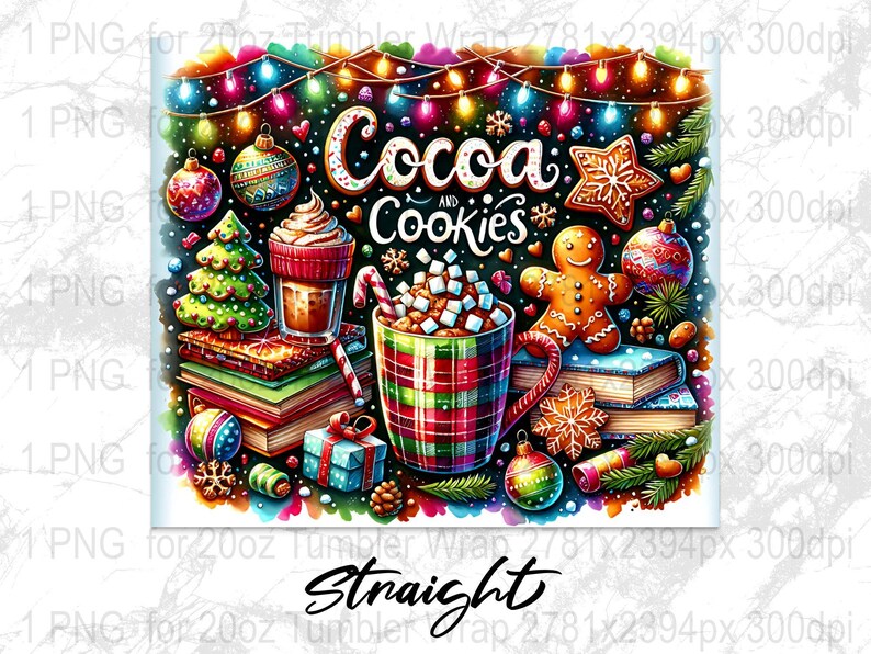 Cocoa and Cookies Christmas Tumbler Wrap 20oz Holiday Digital Download ...