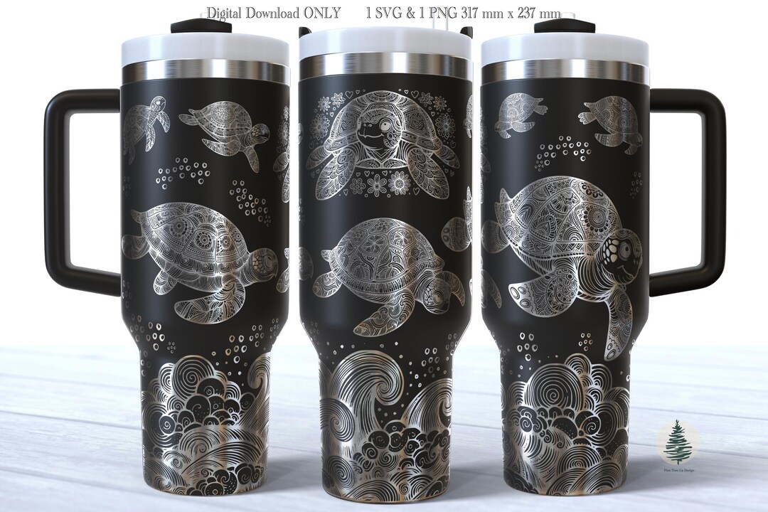 Turtle Laser Engrave SVG, Full Wrap Design for 40oz Tumbler, Digital ...