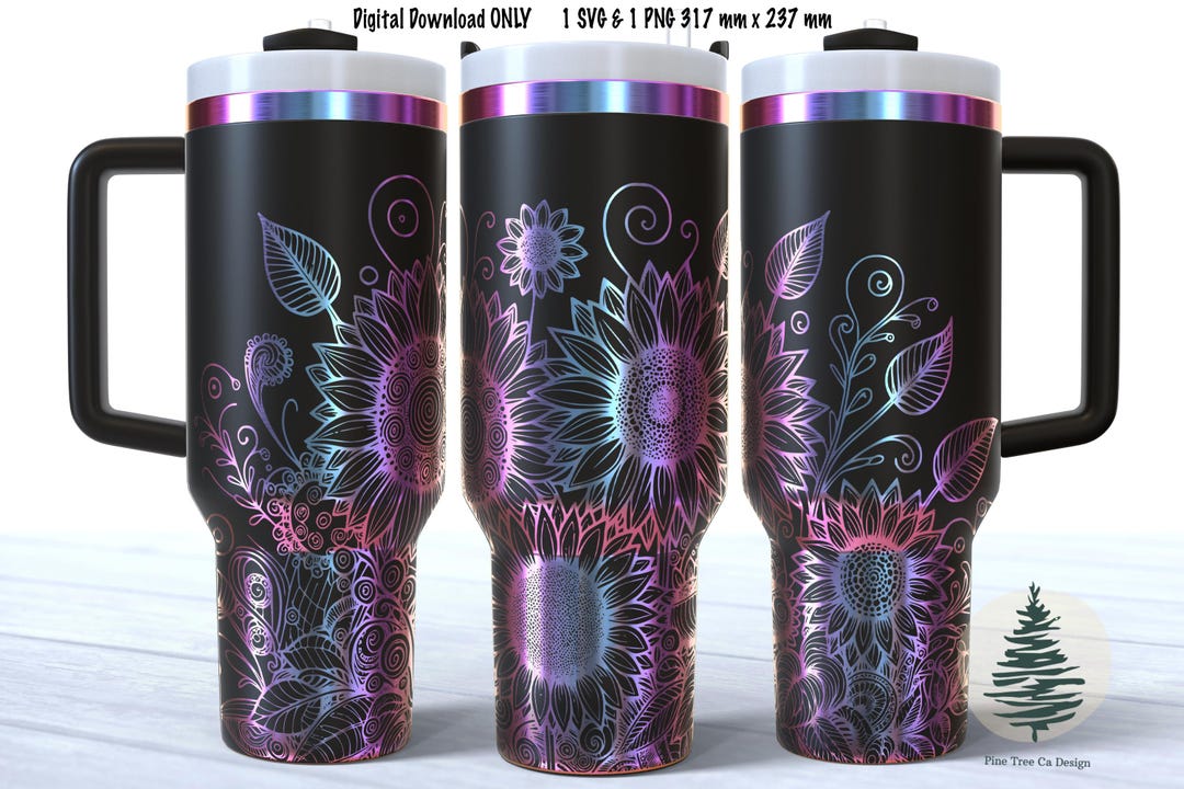 Sunflowers Laser Engraved SVG, Full Wrap Design for 40oz Tumbler ...