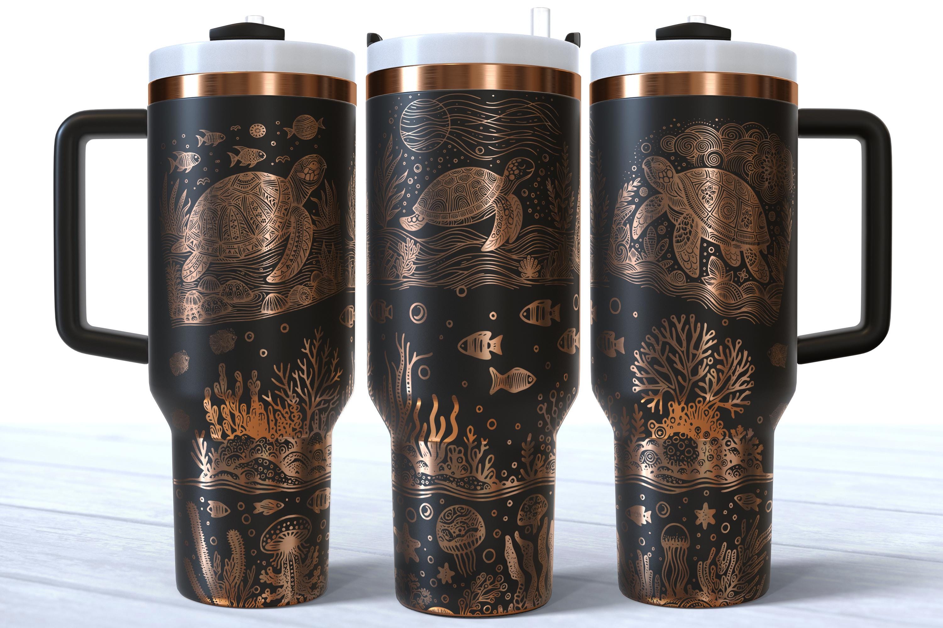 Turtle 40 Oz Tumbler Wrap Laser SVG, Laser Engraved Sea Turtle Tumbler, Laser Engraving SVG ...