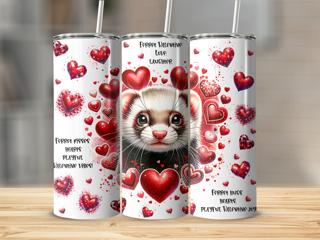 Ferret Valentine 20oz Tumbler Wrap, 2781x2394 Px, 300 Dpi,red Hearts ...