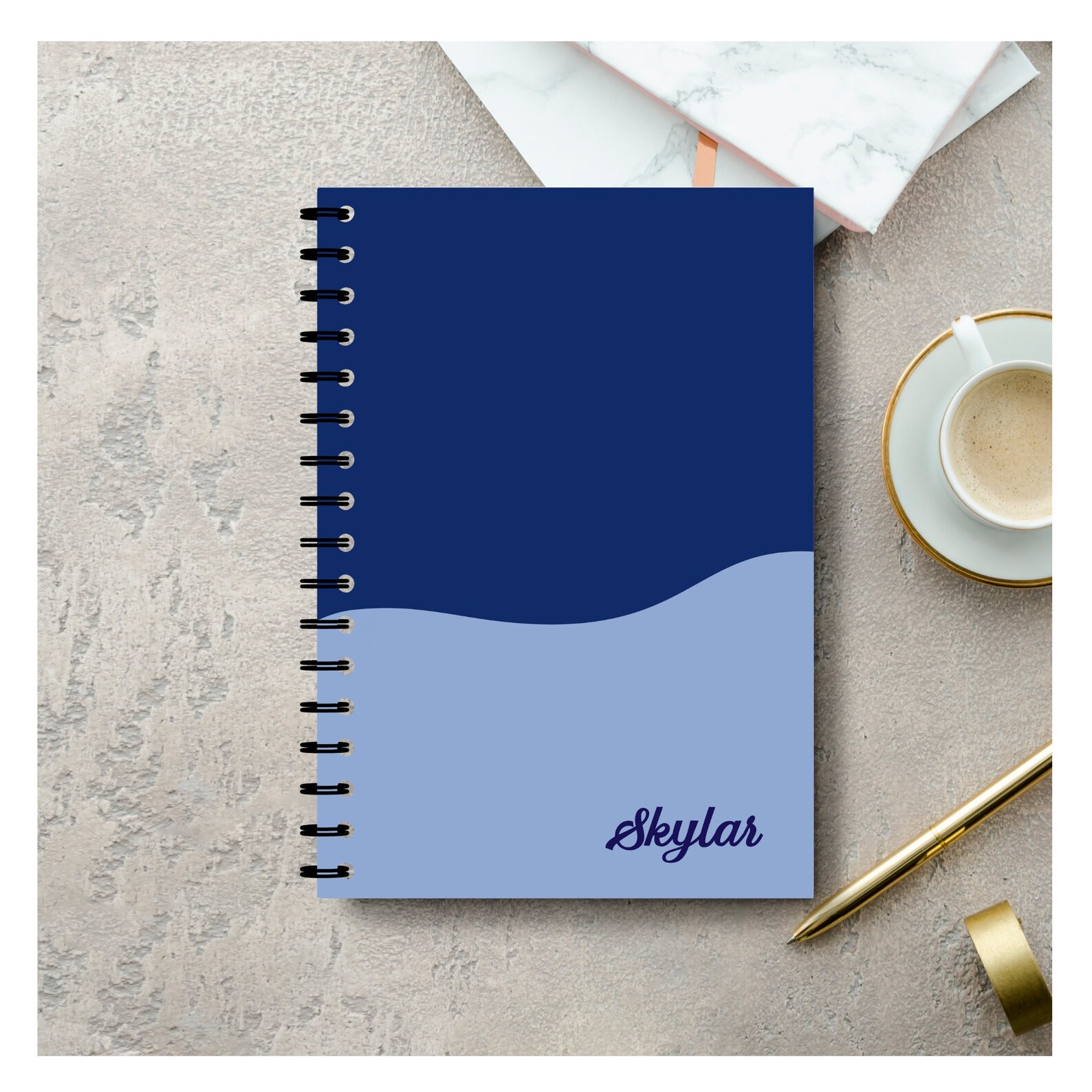 Custom Color Block A5 Spiral Notebook With Name 6x8 Personalized ...