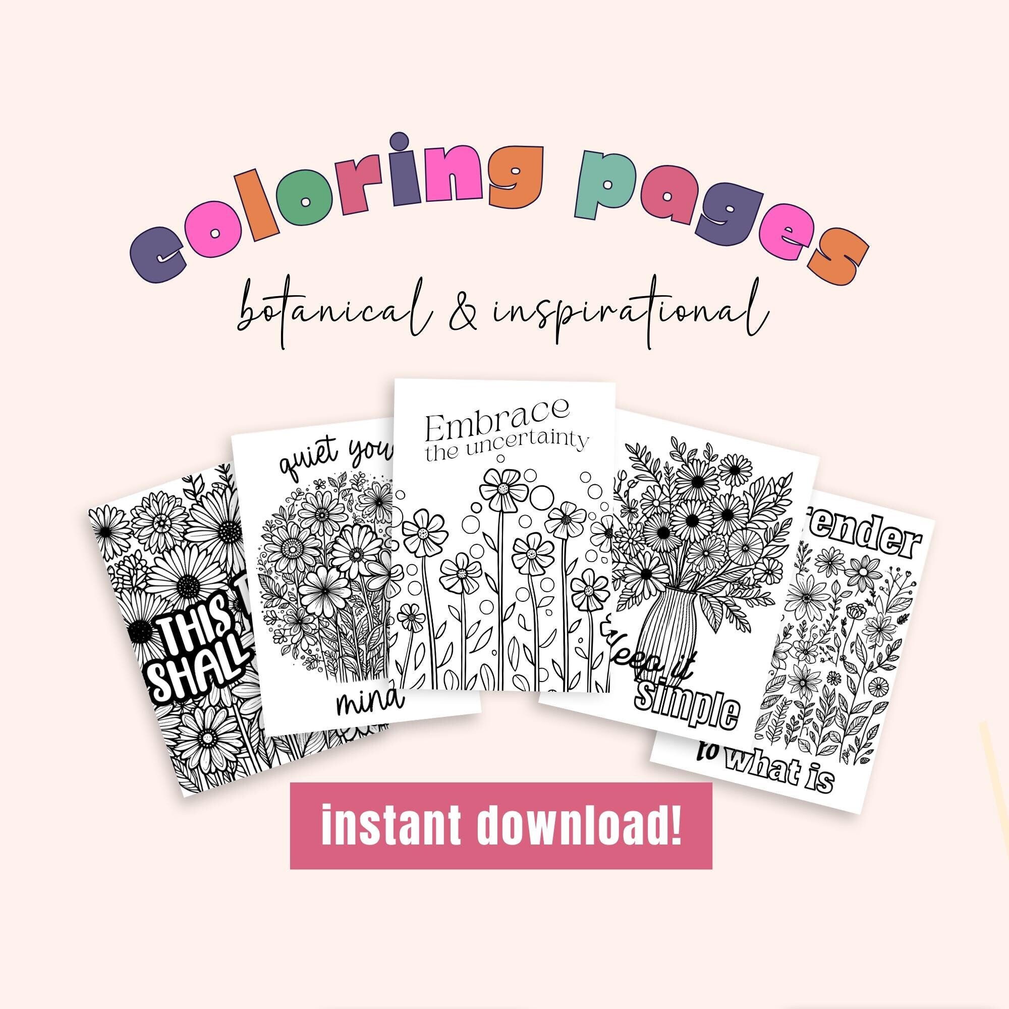 Botanical Inspirational Coloring Pages for Adults Printable Coloring ...
