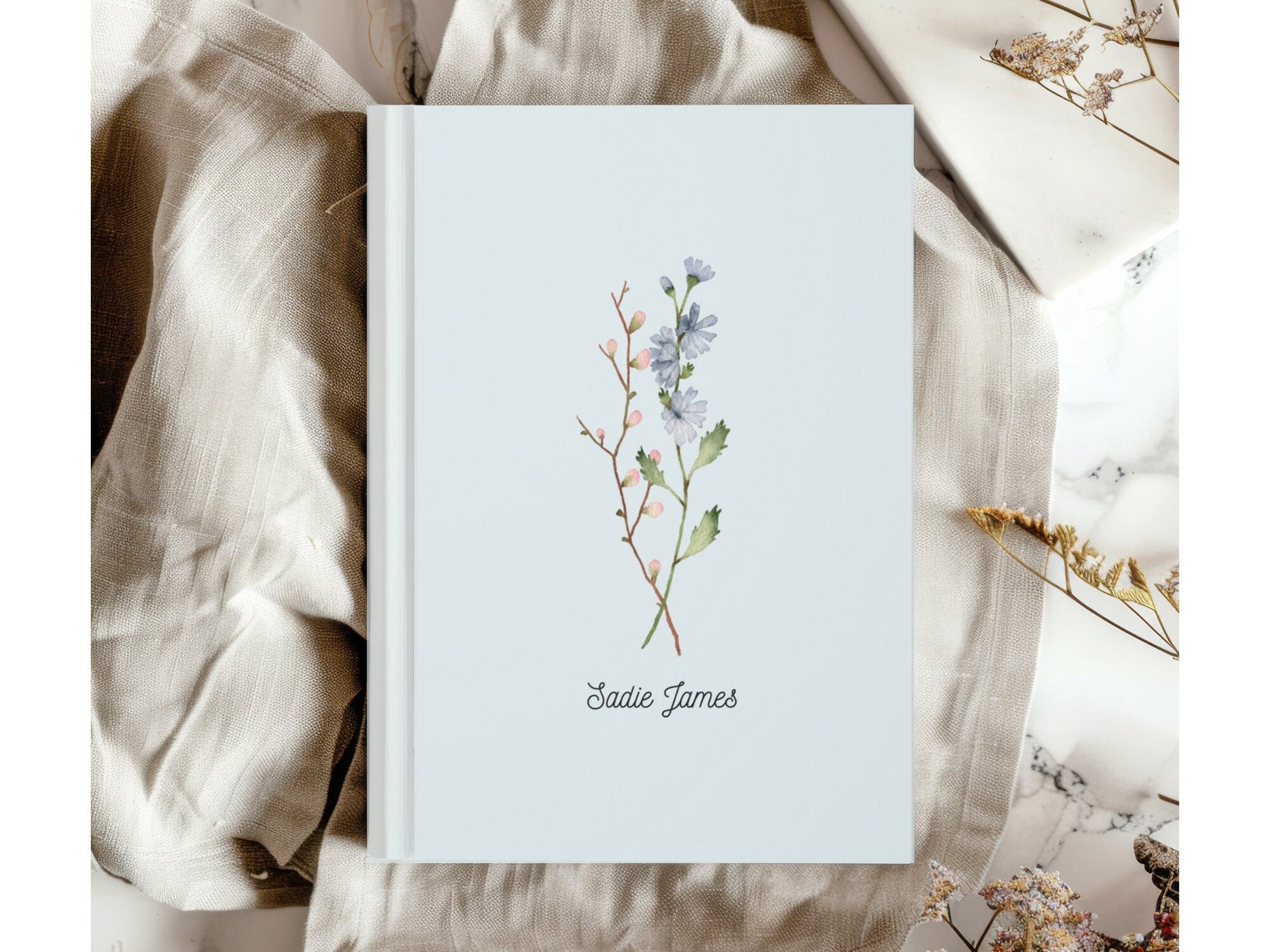 Watercolor Wildflowers Personalized Journal Customized Diary Hardcover ...