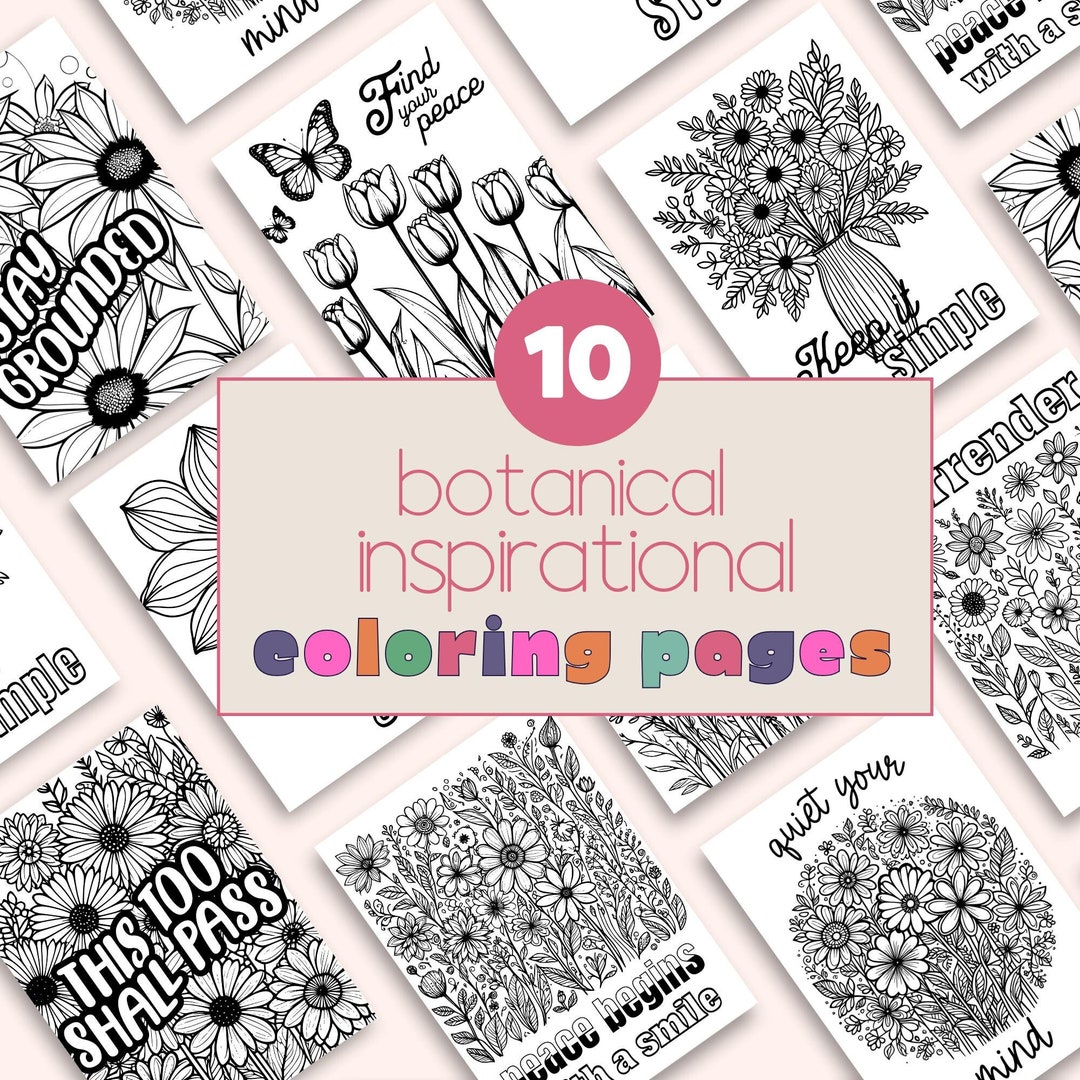 Botanical Inspirational Coloring Pages: Floral Adult Coloring Book ...