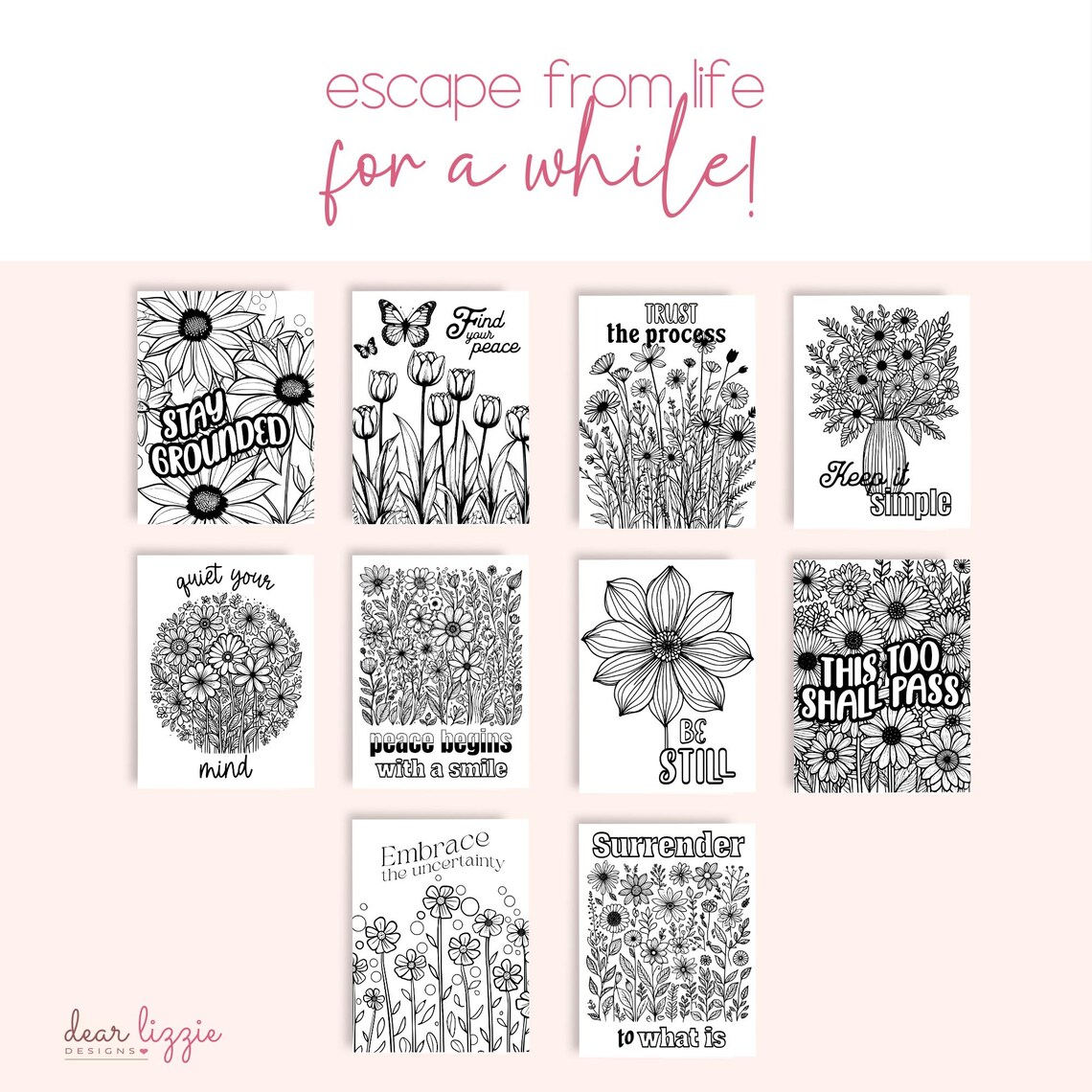 Botanical Inspirational Coloring Pages for Adults Printable Coloring ...
