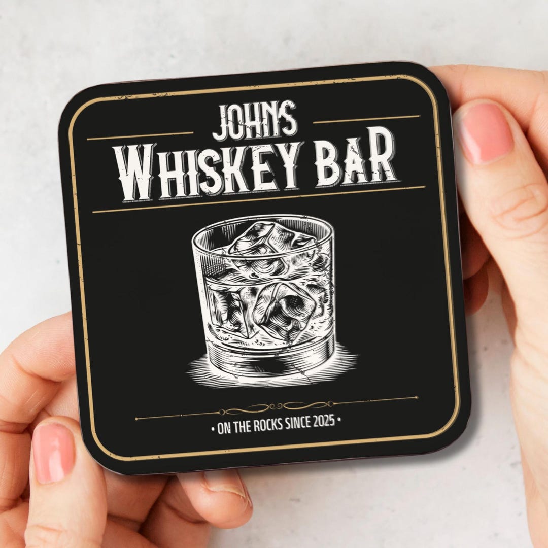 Personalized Vintage Whiskey Coaster Set Custom Bar Accessory for Man ...