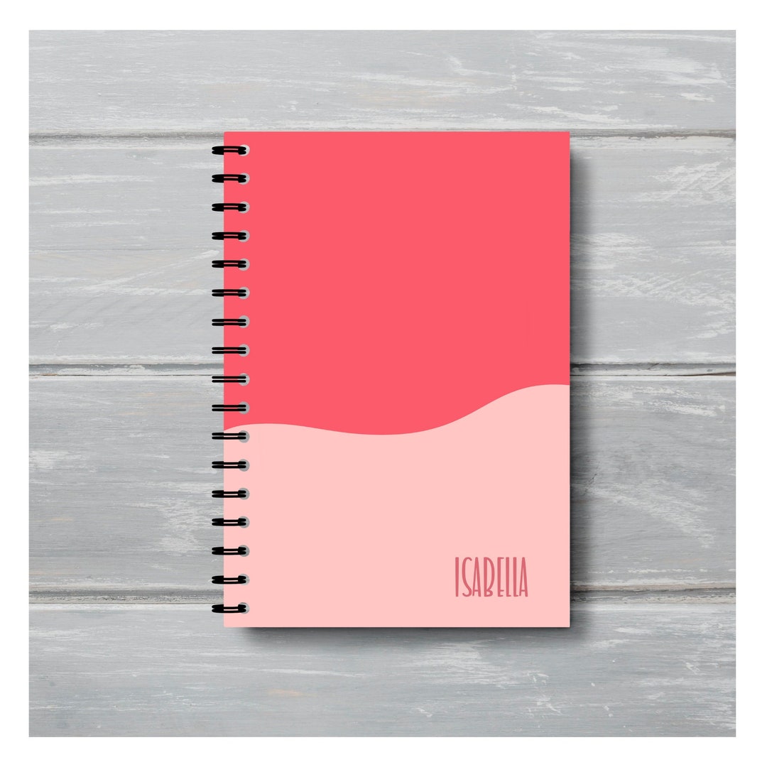 Custom Color Block A5 Spiral Notebook With Name 6x8 Personalized ...
