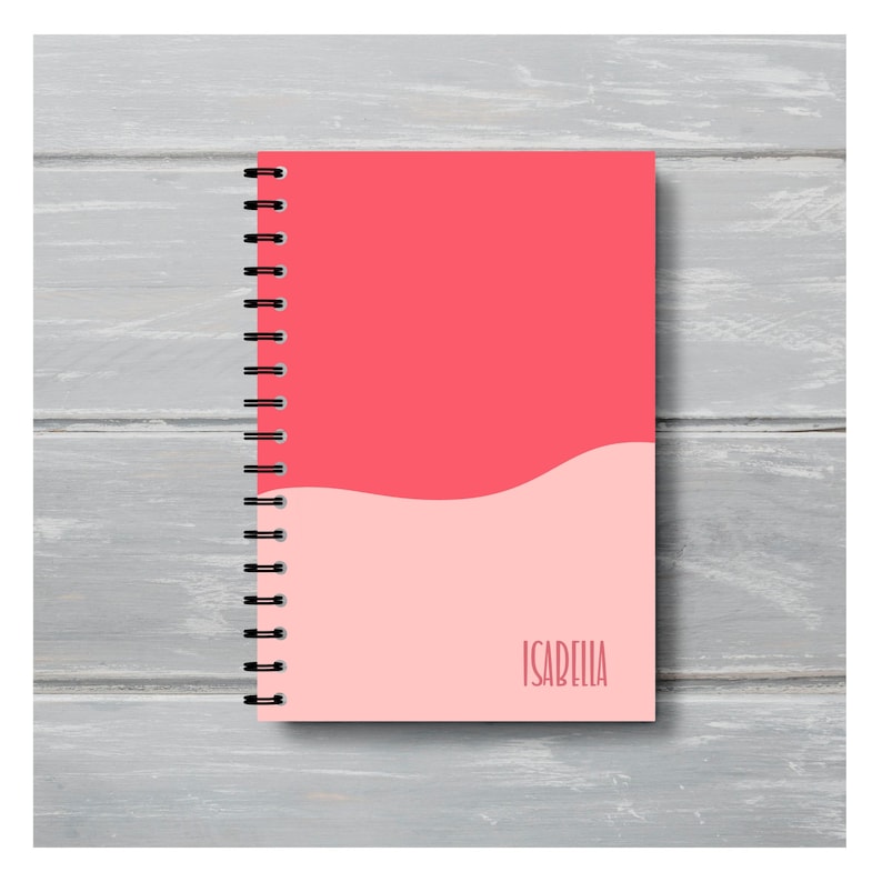 Custom Color Block A5 Spiral Notebook With Name 6x8 Personalized ...