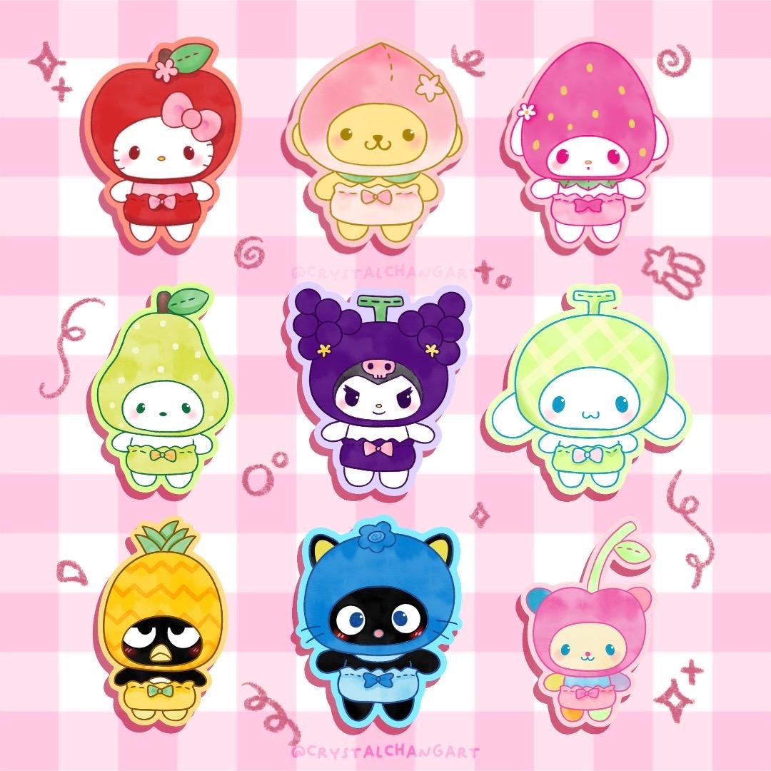 Sanrio Fruit Series Die Cut Sticker | Waterproof | Holographic - Etsy