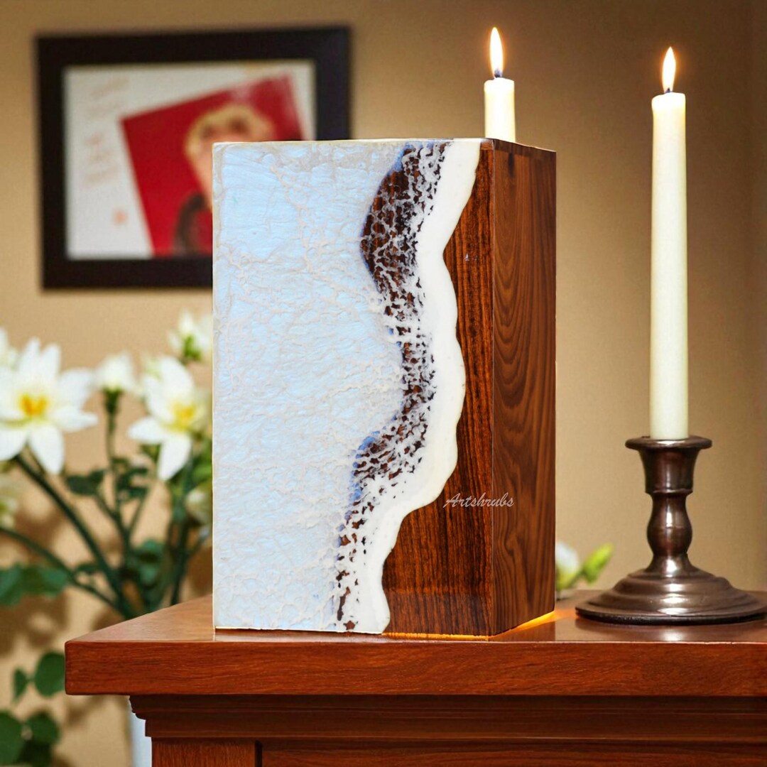 Ocean Wave Resin Rosewood Cremation Urn: Memorial Keepsake Box - Etsy