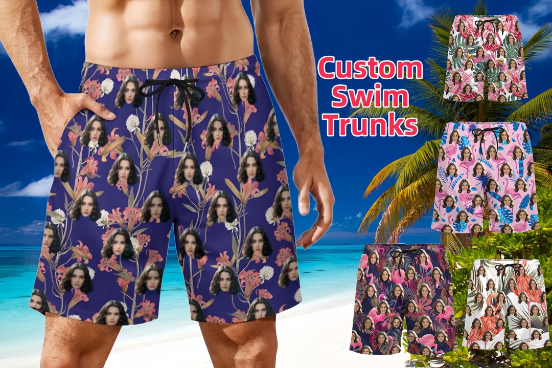 Funny Swim Trunks,customized Face Swim Trunks for Men,personalized Men ...