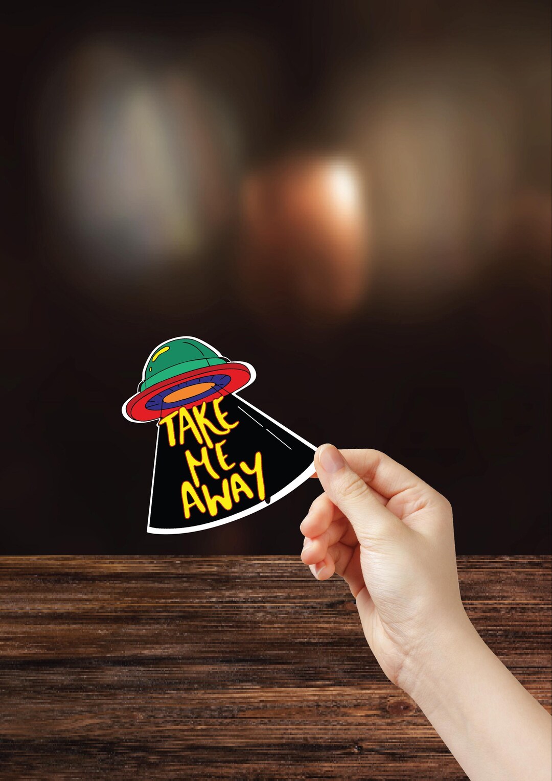 UFO Take Me Away Kiss-cut Stickers, Alien Kidnap Meme Decal, Waterproof ...