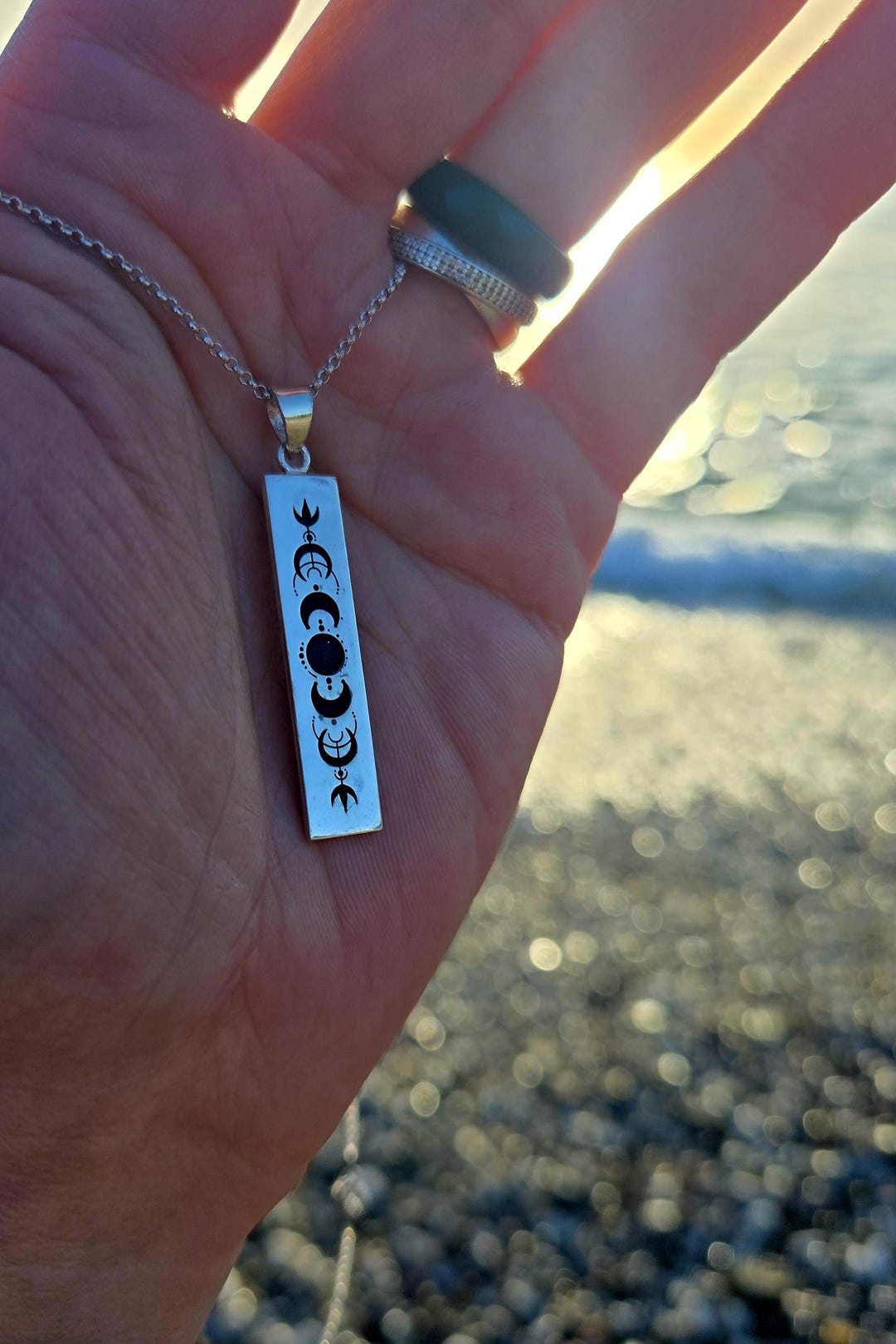 Sterling Silver "moon Phases" Pendant – Minimalist Handmade Amulet - Etsy