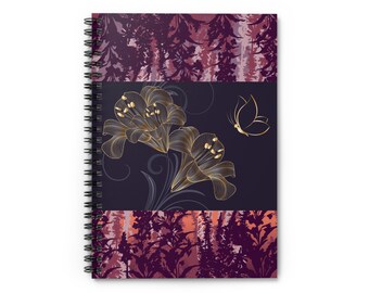 Floral Spiral Notebook, Ruled Line, Journal, Diary, Aesthetic, Flower ...