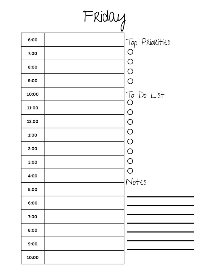 Days of the Week Planner, Daily Planner, Planner, Digital Download ...