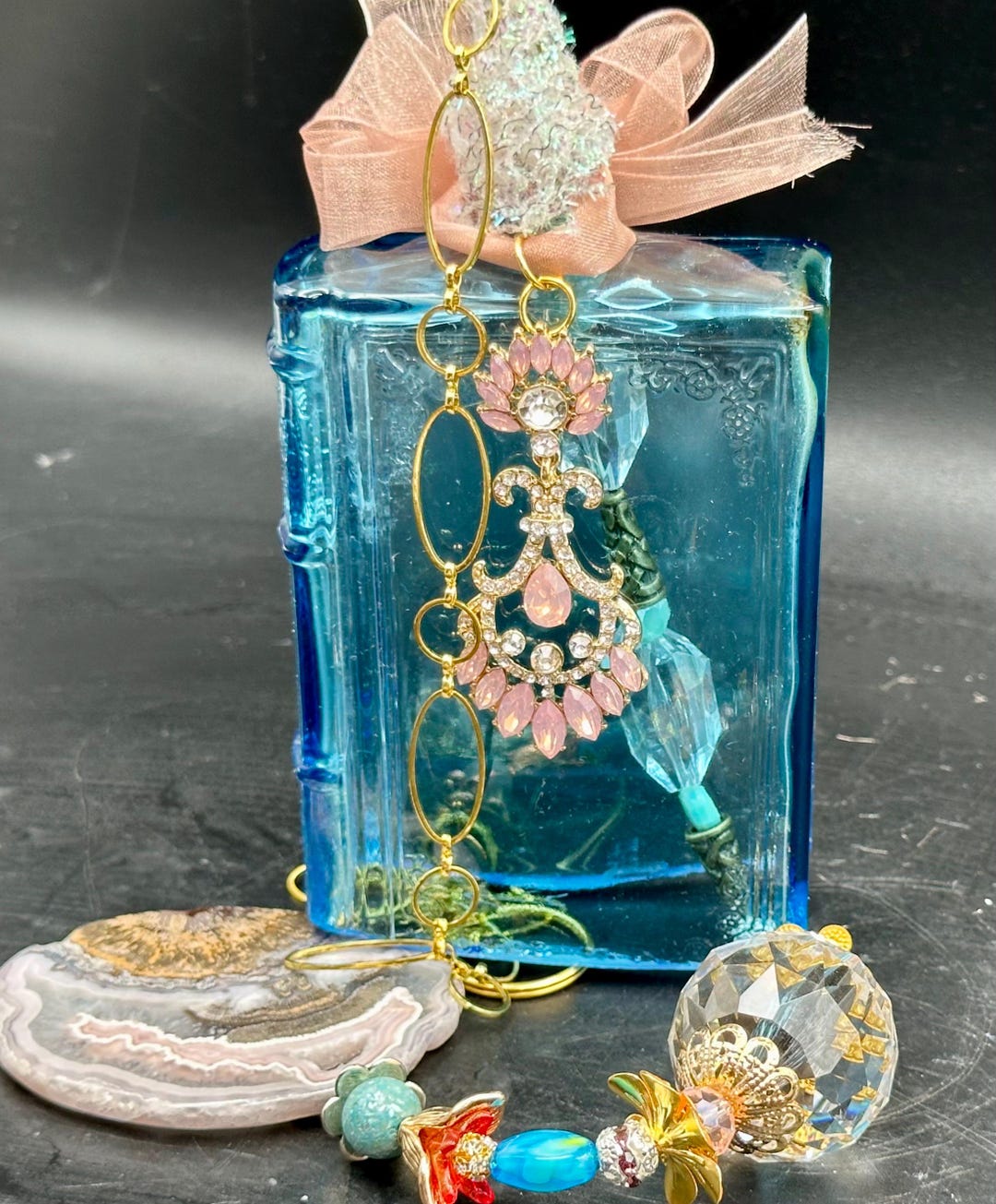 Vintage Avon Perfume Bottle Suncatcher With Coyamito Agate Pendant From ...