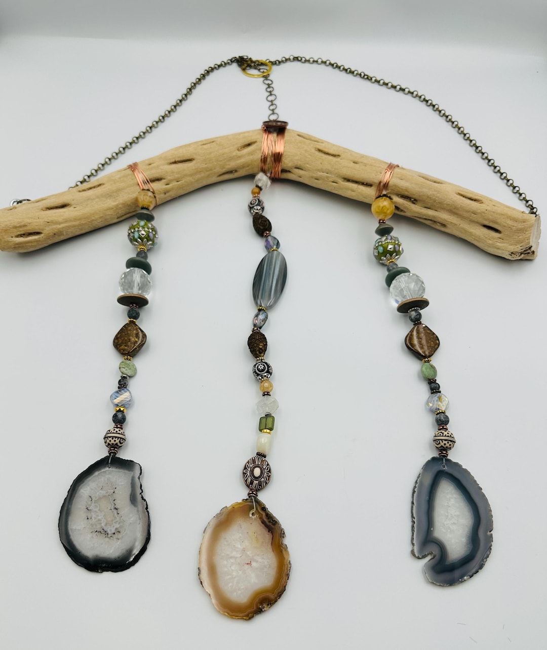 Earthy Wind Chime/sun Catcher With Brazilian Agate Pendants. High ...