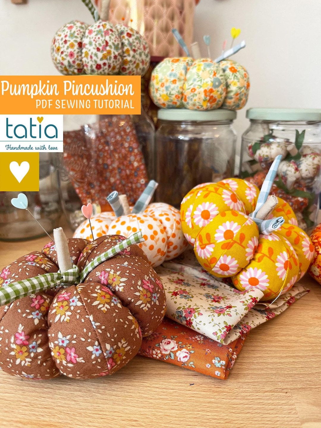 Pumpkin Pincushion PDF Sewing Pattern - Autumn Fall Decor DIY ...