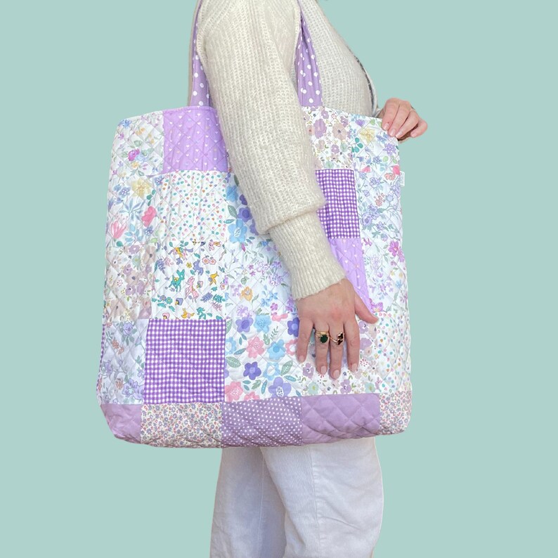 Large Patchwork Tote Bag PDF Sewing Pattern Sewing Tutorial PDF Instant Download Large Market ...
