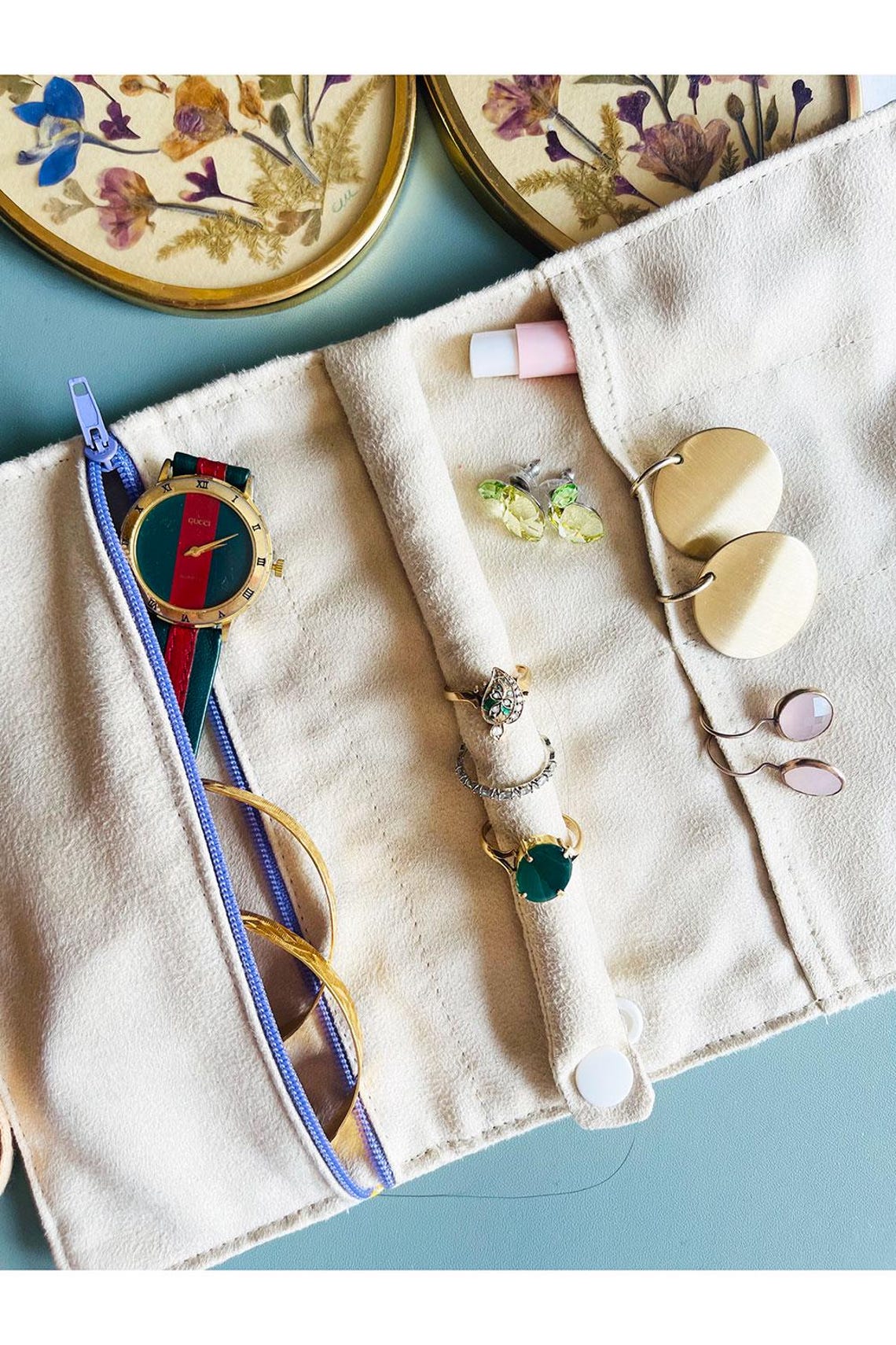 Jewelry Pouch Foldable Travel Organizer Foldable Roll for Secure ...