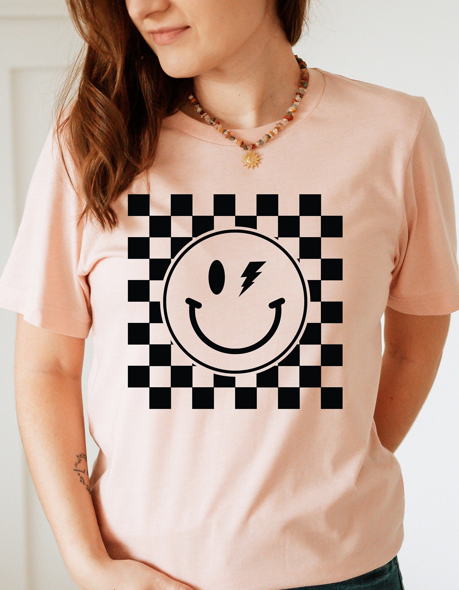 Checkers Smiley Face Shirt, Smiley Face Shirt, Peace Sign Shirt, Smiley ... Checkers Smiley Face Shirt, Smiley Face Shirt, Peace Sign Shirt, Smiley ...
