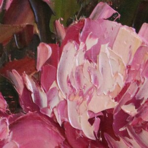 Peonies Oil Paiting on Canvas Board, Impasto Colourful Original Artwork ...