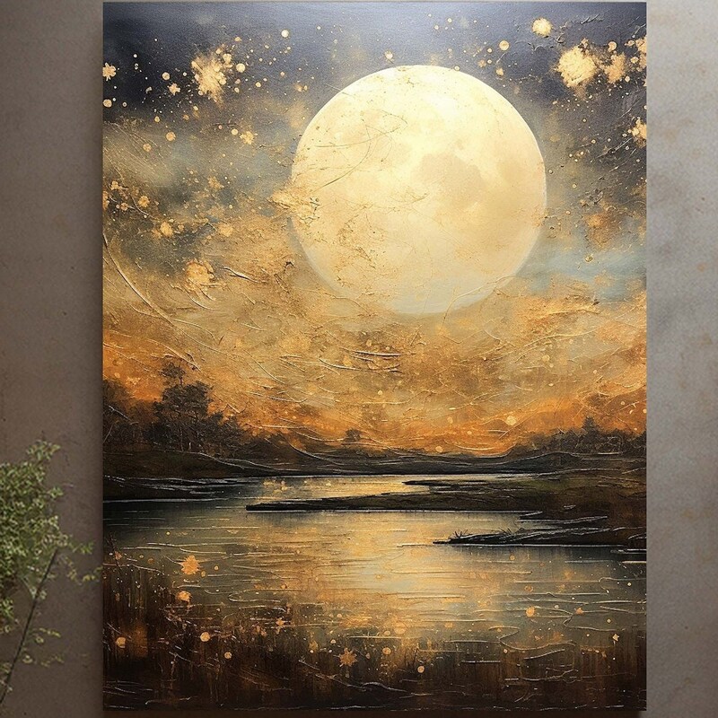 Full Moon Painting - Etsy