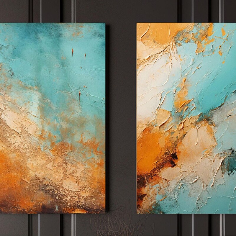 Turquoise Orange Art - Etsy