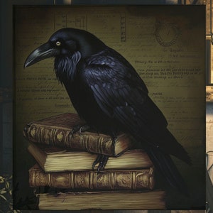 Vintage Raven Canvas, Raven Art, Raven Canvas Painting, Gothic Art ...