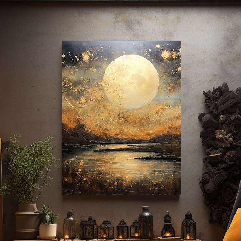 Full Moon Painting - Etsy