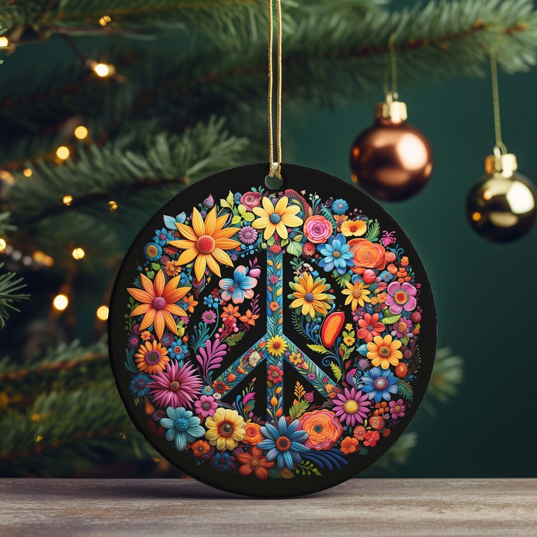 Peace Sign Ornament Gift, Hippie Car Charm, Peace Sign Gift, Hippie ...