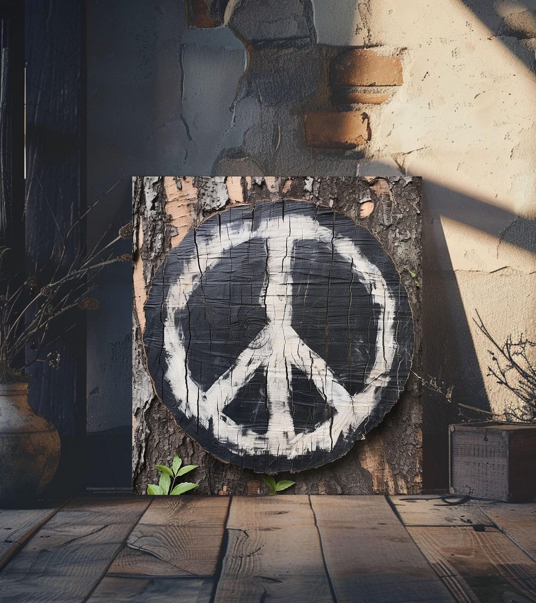 Rustic Peace Sign Canvas, Distressed Peace Sign, Peace Sign Canvas ...