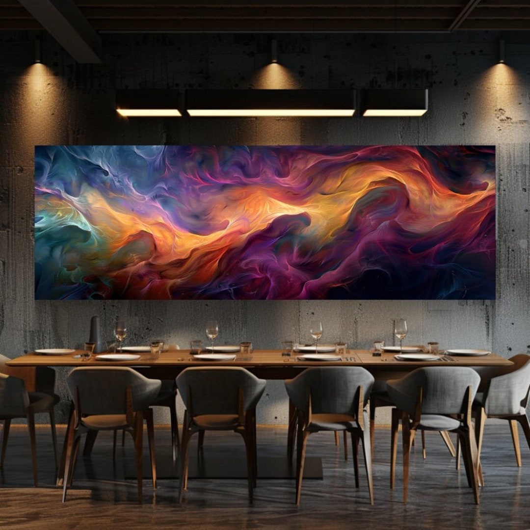Mystische Aquarell Licht Wellen Leinwand Kunst, Abstrakte Aquarell ...