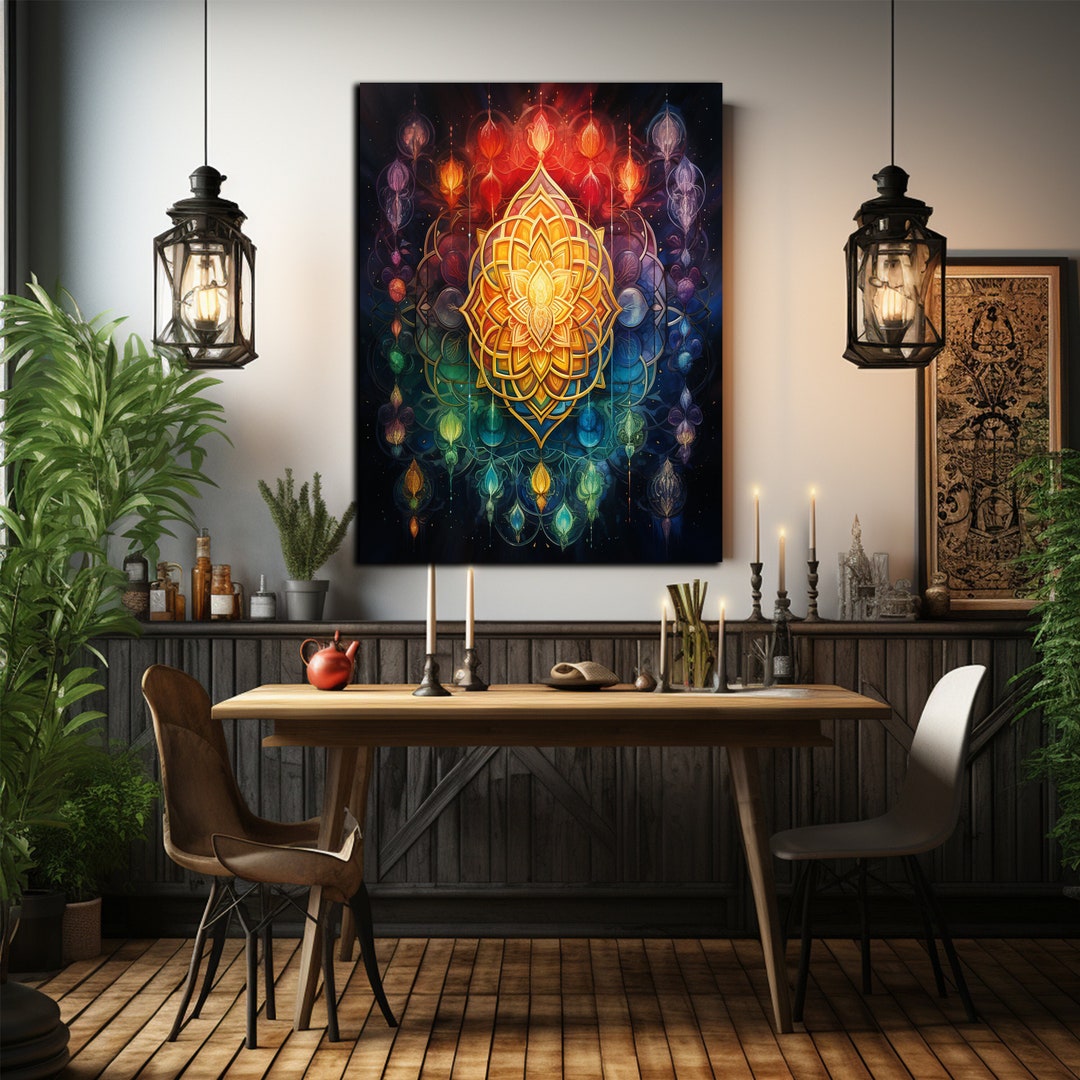 Mystical Seven Chakra Wall Art, Chakra Wall Decor, Chakra Symbols Decor ...
