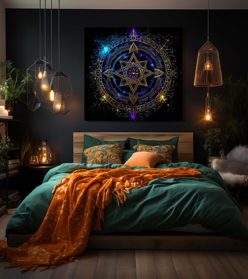 Sacred Geometry Canvas Art, New Age Gift, Sri Yantra Canvas Art, Yantra ...
