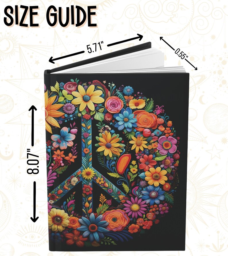 Peace Sign Notebook, Blank Journal, Lined Journal, Hippie Journal ...