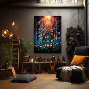 Mystical Seven Chakra Wall Art, Chakra Wall Decor, Chakra Symbols Decor ...