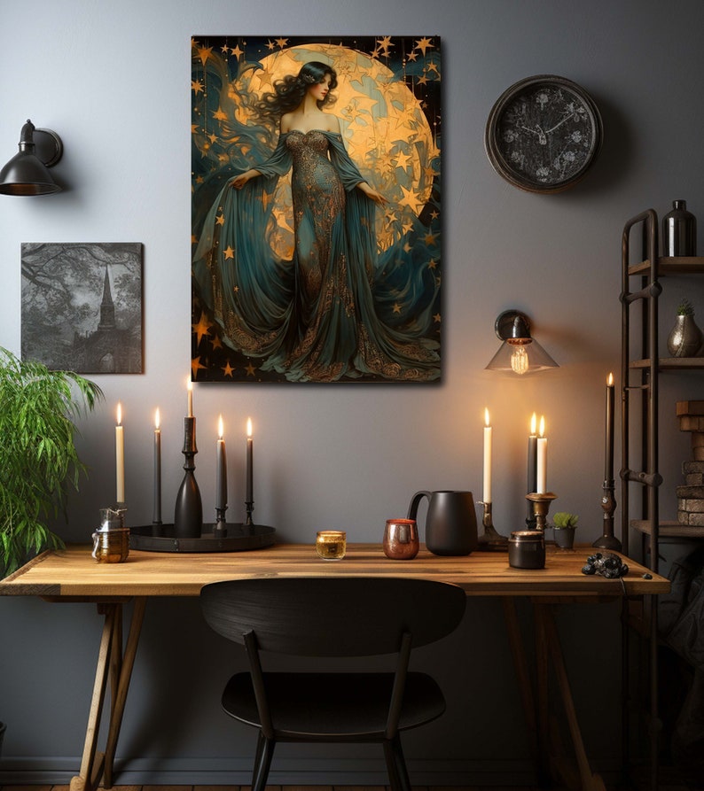 Ethereal Goddess Wall Art, Celestial Art Noveau Wall Art, Magical ...