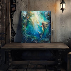 Enchanting Mermaid Canvas Art Oceanic Fantasy Wall Decor Mystical Sea ...