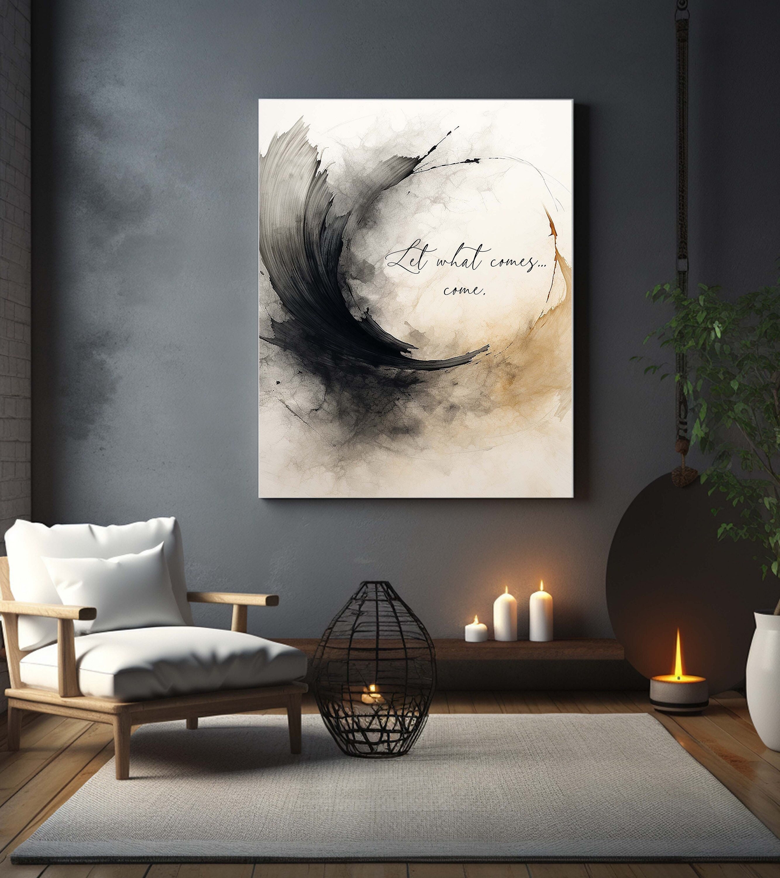 Zen Abstract Canvas Wall Art, Zen Wall Art, Yoga Quote Art, Spiritual ...