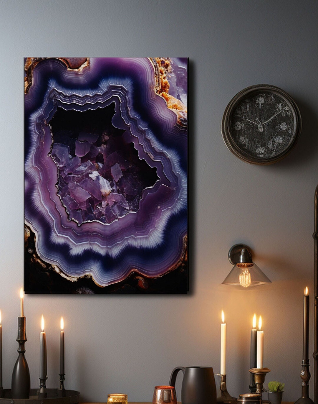 Amethyst Healing Crystal Stone Purple Geode Canvas Wall Art Home Decor ...