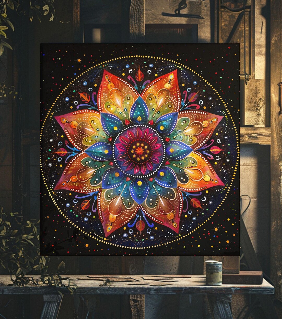 Mystical Mandala Illustration Canvas Wall Art, Spiritual Boho Decor ...
